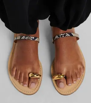 AMANU Kibera Snake-effect Leather Sandals - Brown