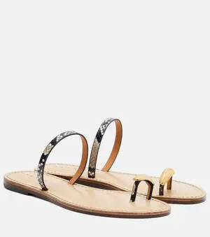 AMANU Kibera Snake-effect Leather Sandals - Brown
