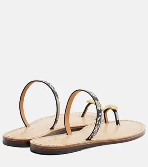 AMANU Kibera Snake-effect Leather Sandals - Brown