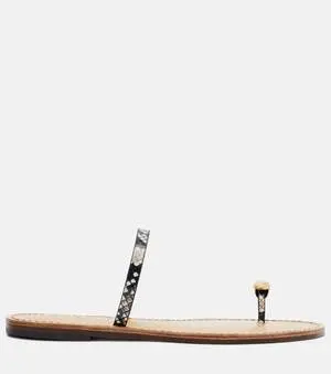 AMANU Kibera Snake-effect Leather Sandals - Brown