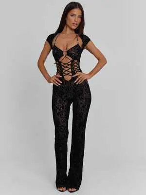 OUTCAST Alison Jumpsuit Burnout Mesh - Black