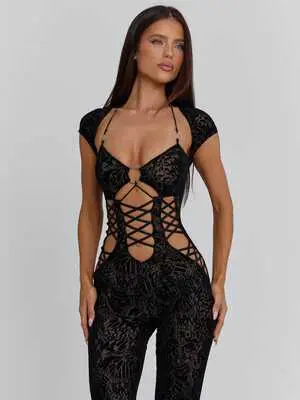OUTCAST Alison Jumpsuit Burnout Mesh