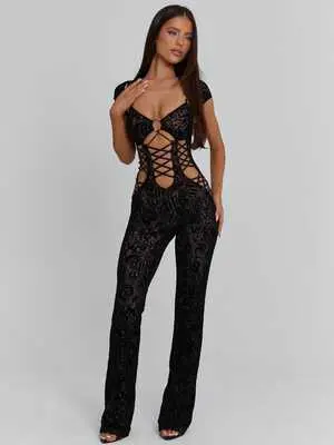 OUTCAST Alison Jumpsuit Burnout Mesh