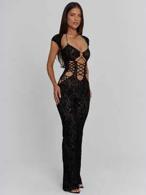 OUTCAST Alison Jumpsuit Burnout Mesh