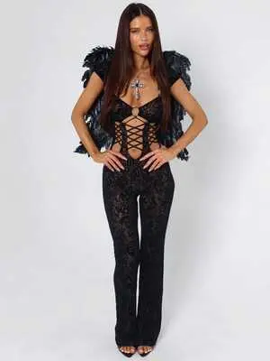 OUTCAST Alison Jumpsuit Burnout Mesh