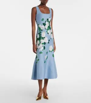 Carolina Herrera Floral Silk-blend Midi Dress