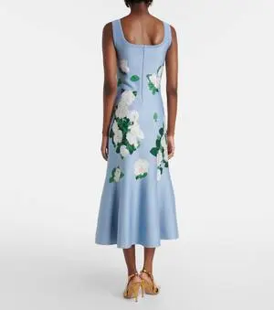 Carolina Herrera Floral Silk-blend Midi Dress
