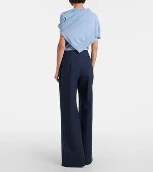 Carolina Herrera Alba Cotton-blend Wide-leg Pants