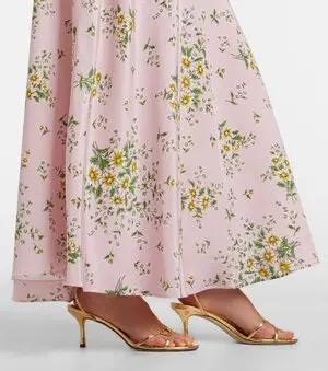 RODARTE Floral Appliqué Silk Crêpe Gown - Pink