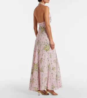 RODARTE Floral Appliqué Silk Crêpe Gown - Pink