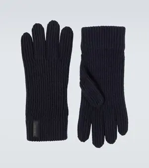Giorgio Armani Ribbed-knit Cashmere Gloves - Blue