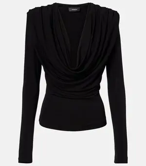 Wardrobe.NYC Draped Jersey Top - Black