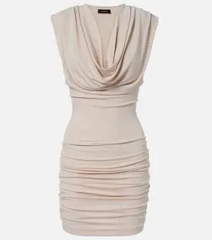 Wardrobe.NYC Draped Jersey Minidress - Beige