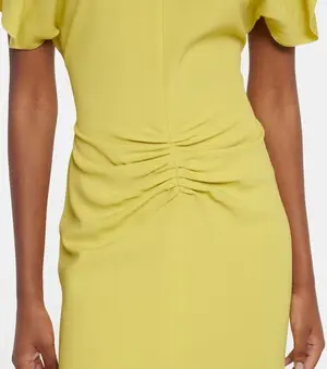 Victoria Beckham Bela Gathered Crêpe Satin Midi Dress - Yellow