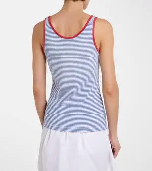 Prada Striped Cotton Jersey Tank Top - Blue