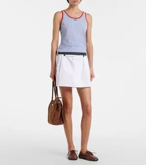 Prada Striped Cotton Jersey Tank Top - Blue
