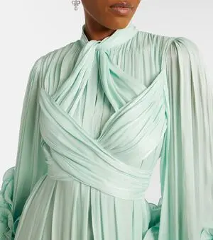 Costarellos Ruffled Georgette Gown