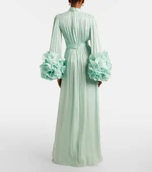 Costarellos Ruffled Georgette Gown