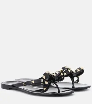 Valentino Garavani Rockstud Pvc Thong Sandals - Black