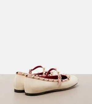 Valentino Garavani Rockstud Leather Mary Jane Flats - Pink