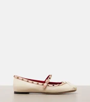 Valentino Garavani Rockstud Leather Mary Jane Flats - Pink