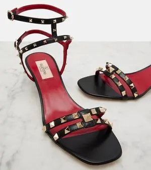 Valentino Garavani Rockstud Leather Slingback Sandals - Black