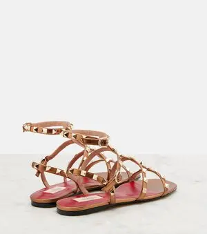 Valentino Garavani Rockstud Metallic Leather Sandals - Gold