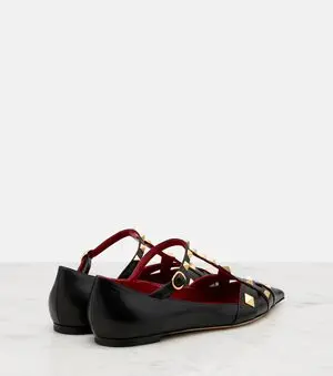 Valentino Garavani Studded Leather Mary Jane Flats