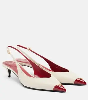Valentino Garavani Heartip Leather Slingback Pumps - White