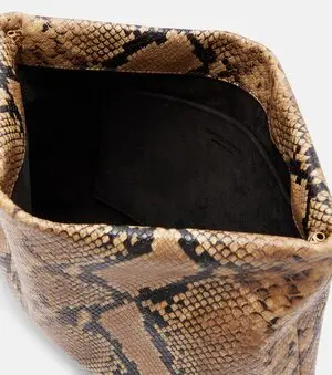 NILI LOTAN Jerry Clutch In Snake-print Leather - Beige