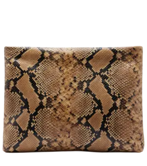 NILI LOTAN Nili Lotan Jerry Clutch In Snake-Print Leather Beige