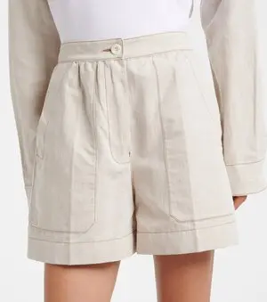 Prada Cotton And Linen Chambray Shorts