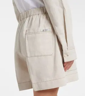 Prada Cotton And Linen Chambray Shorts