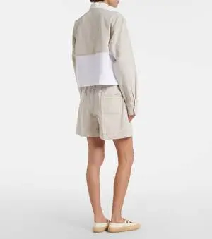 Prada Cotton And Linen Chambray Shorts