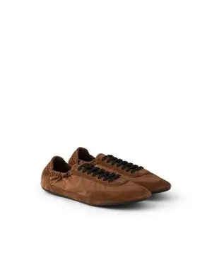 Prada Re-nylon And Suede Elasticized Sneakers - Brown