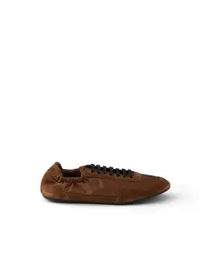 Prada Re-nylon And Suede Elasticized Sneakers - Brown