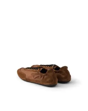 Prada Re-nylon And Suede Elasticized Sneakers - Brown
