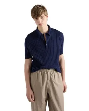 Prada Cashmere And Silk Polo Shirt - Blue