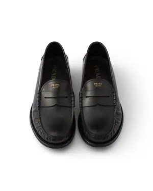 Prada Antiqued Leather Loafers - Black