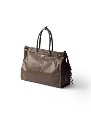 Prada Bonnie Leather Tote Bag - Grey