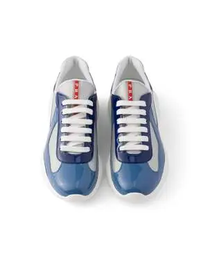 Prada Patent Leather And Technical Fabric America's Cup Sneakers - Blue