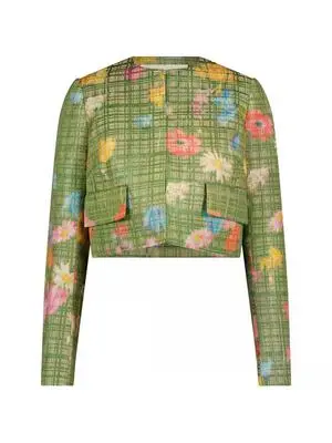 Lela Rose Floral Print Raffia Jacket