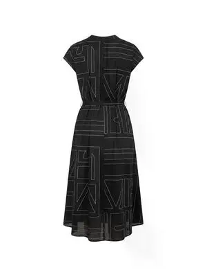 MEIMEIJ Geometric Print Belted Midi Dress