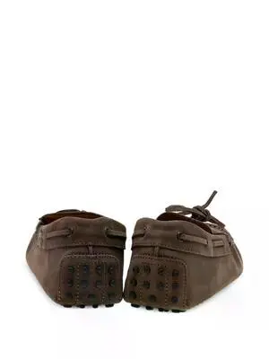 TOD'S Suede Bow Loafers - Brown