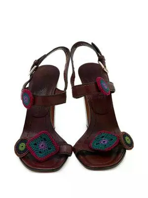 Prada Floral Embroidered Heeled Sandals