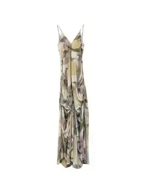 YANGKEHAN Draped Floral-print Maxi Dress