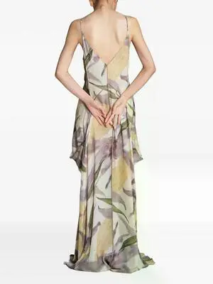 YANGKEHAN Draped Floral-print Maxi Dress