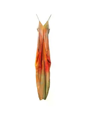 YANGKEHAN Floral Print Draped Dress