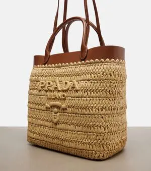 Prada Crochet Raffia Tote Bag