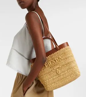 Prada Crochet Raffia Tote Bag